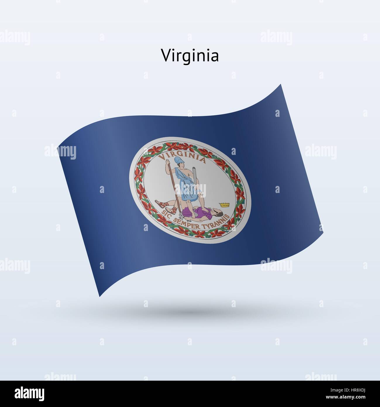 State of Virginia flag waving form on gray background. Vector ...