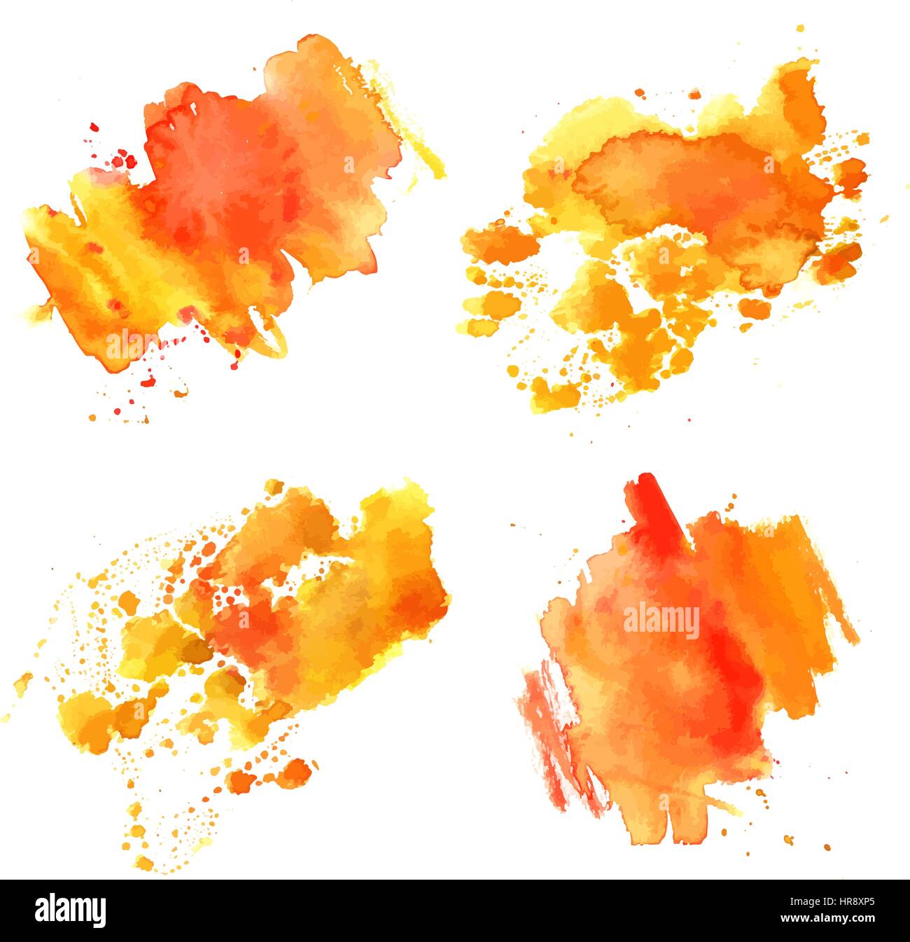 Set of yellow and orange watercolor textures Stock Vector Image & Art ...