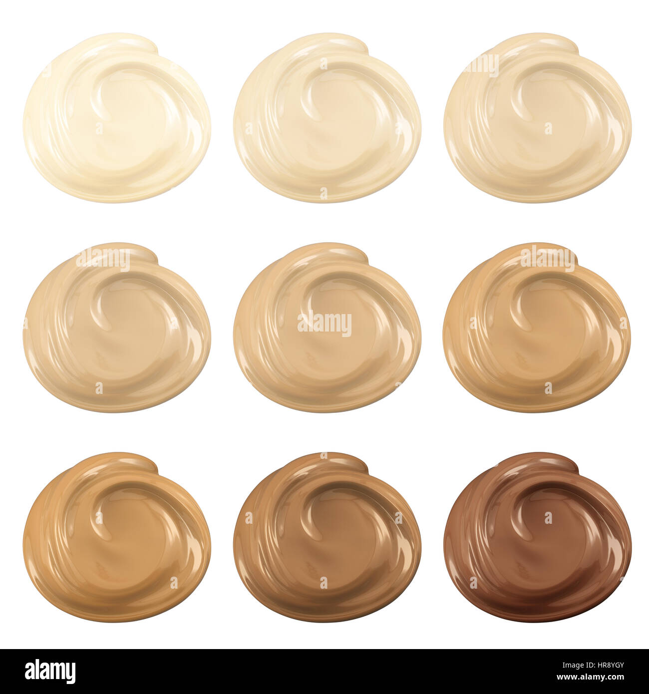 3d rendering shades of foundation isolated on white Stock Photo - Alamy