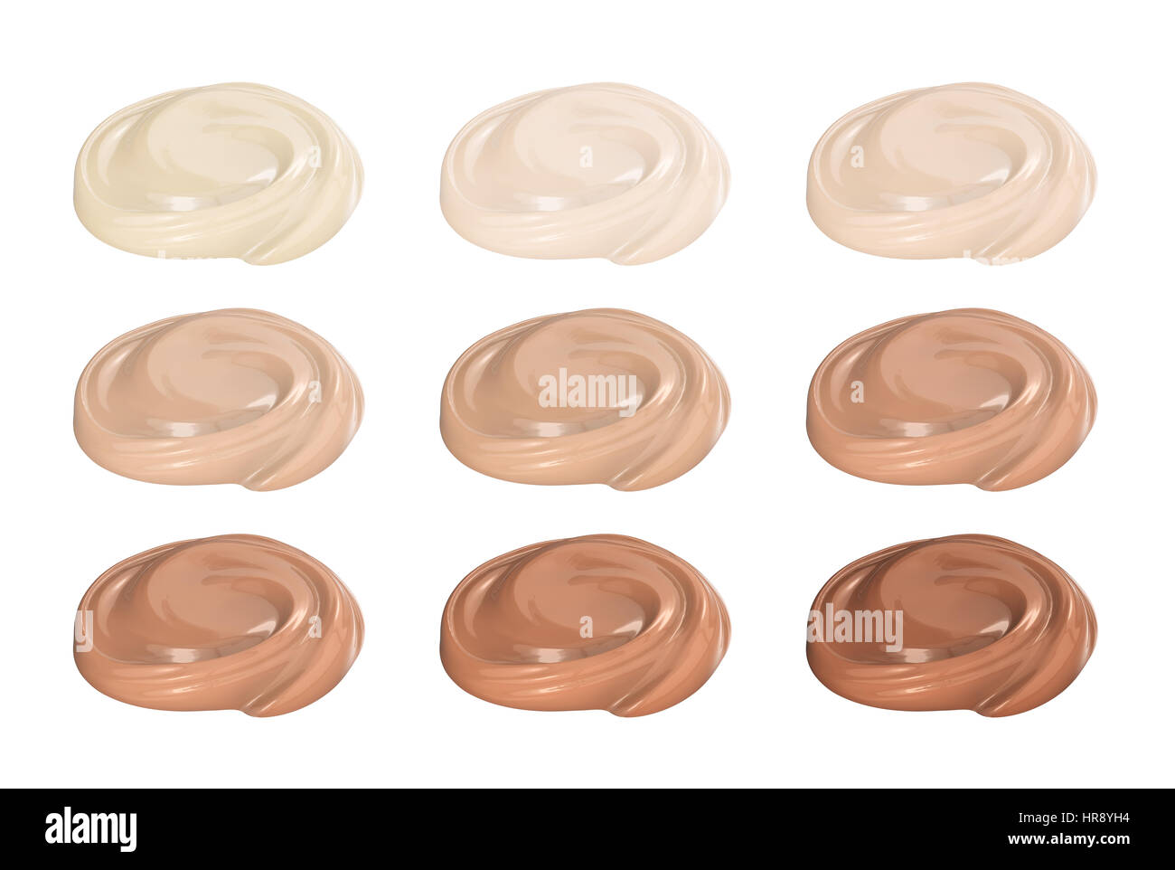 3d rendering shades of foundation isolated on white Stock Photo - Alamy
