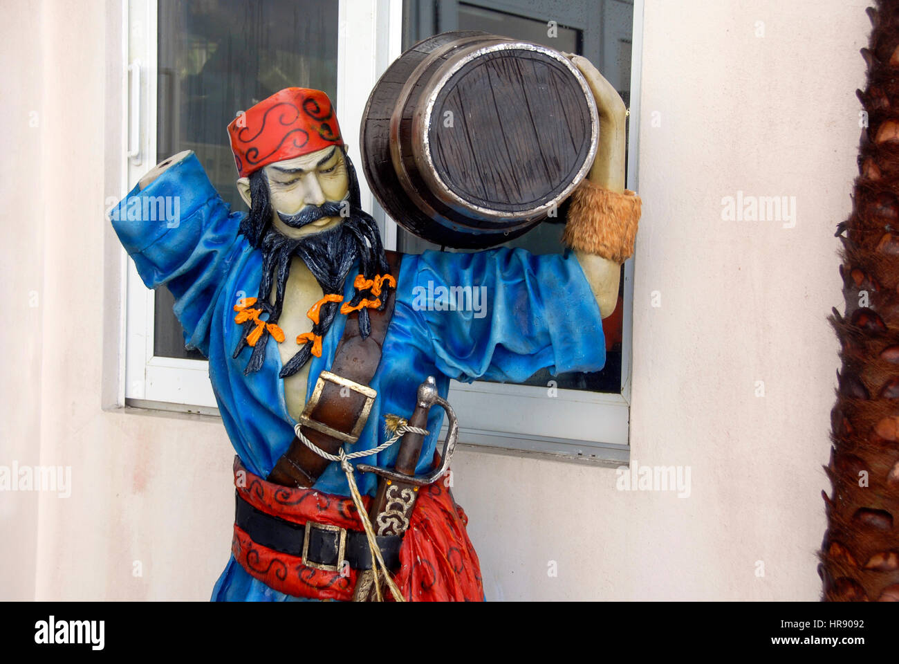 Model of pirate outside shop, St Thomas, Caribbean Stock Photo - Alamy