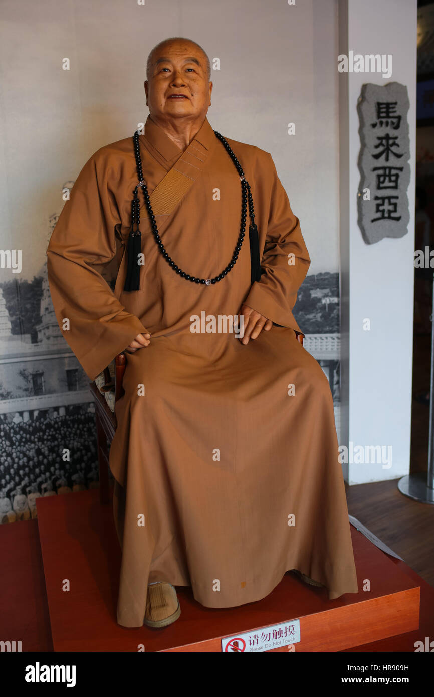 Life size replica of Hsing Yun master, the founder of Fo Guang Shan ...