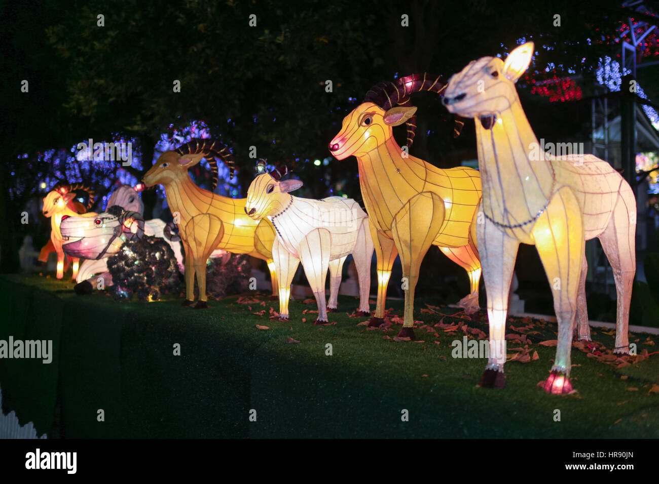 LED light replica goats at Fo Guang Shan temple, Jenjarom, Malaysia ...