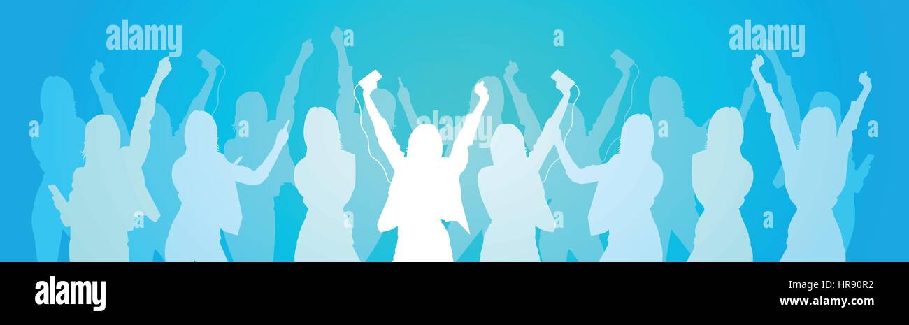 Silhouette Woman Group Dancing Night Club Light Stock Vector Image ...