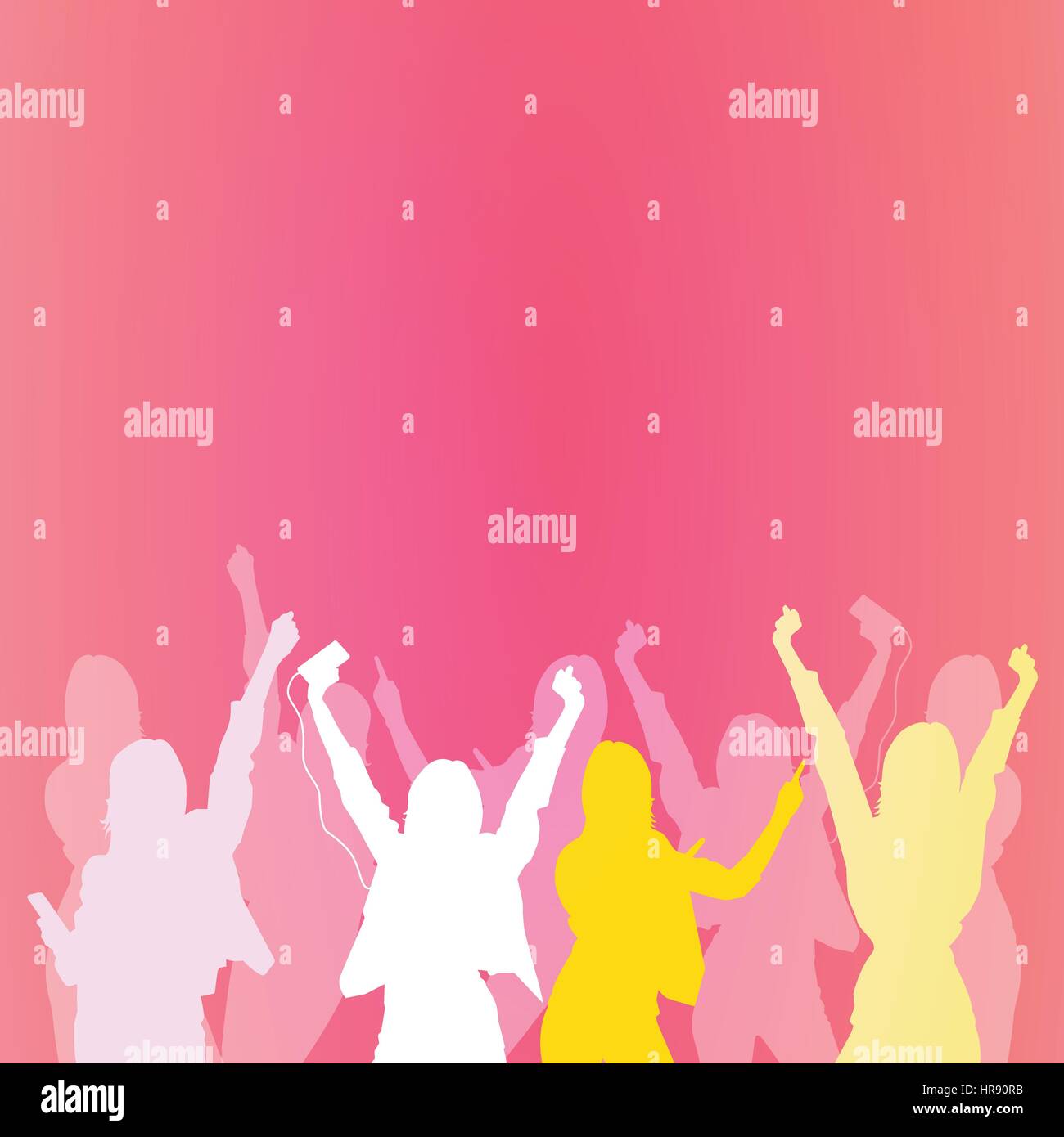 Silhouette Woman Group Dancing Night Club Light Stock Vector Image ...