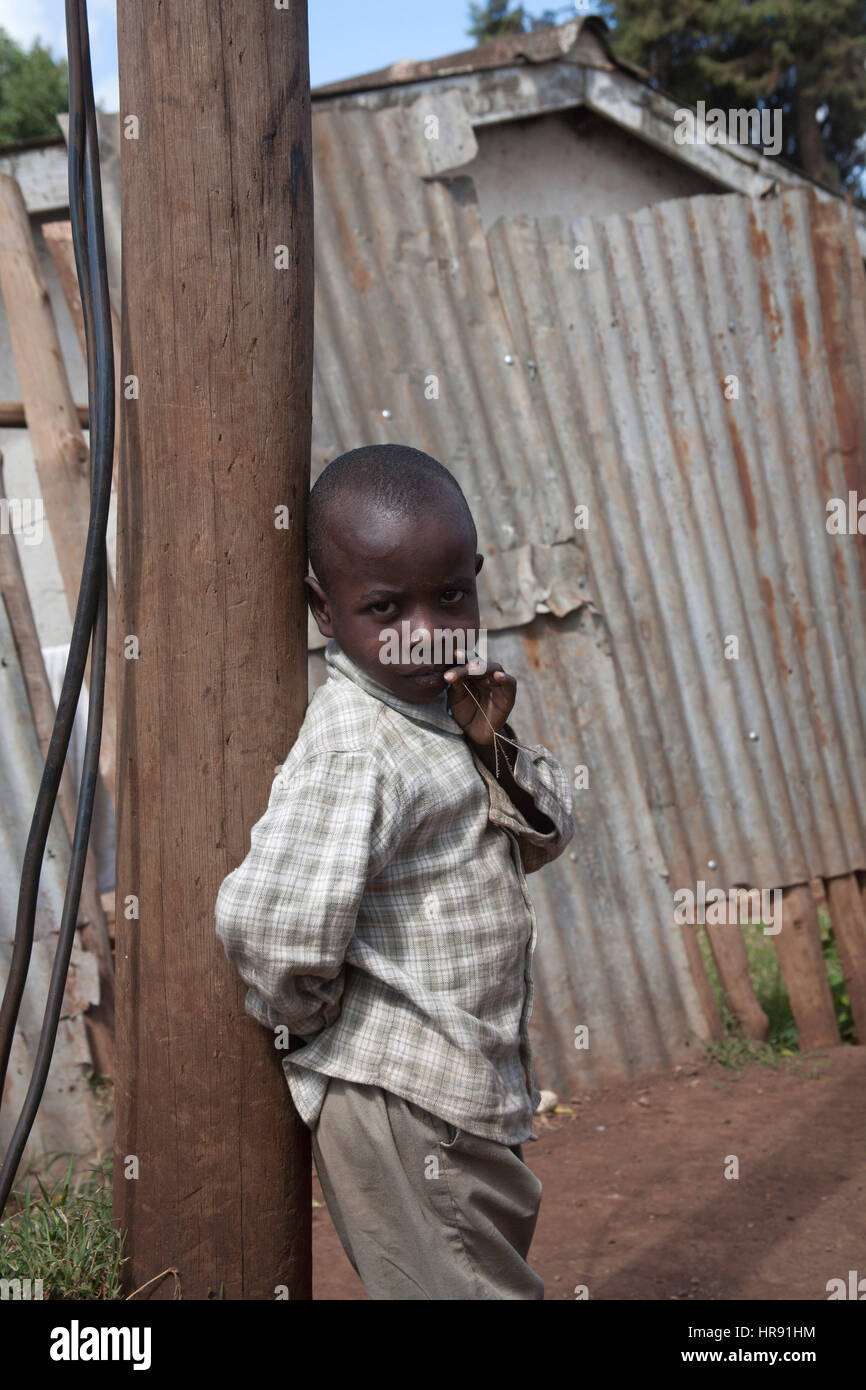 Kid in the street, Kibera slums, Nairobi, Kenya, East Africa Stock ...