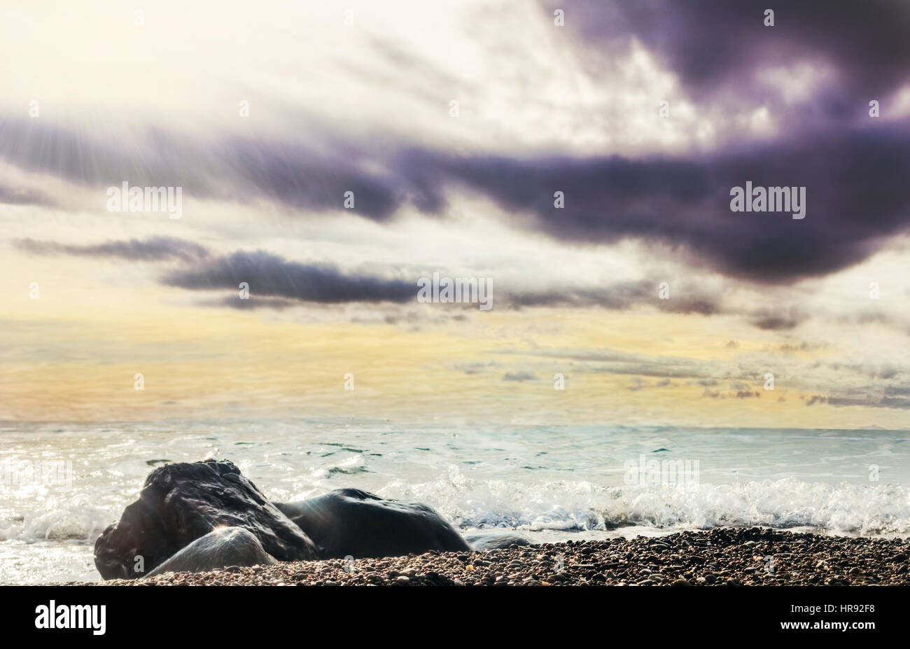 Sea sunset surf great wave hi-res stock photography and images - Alamy