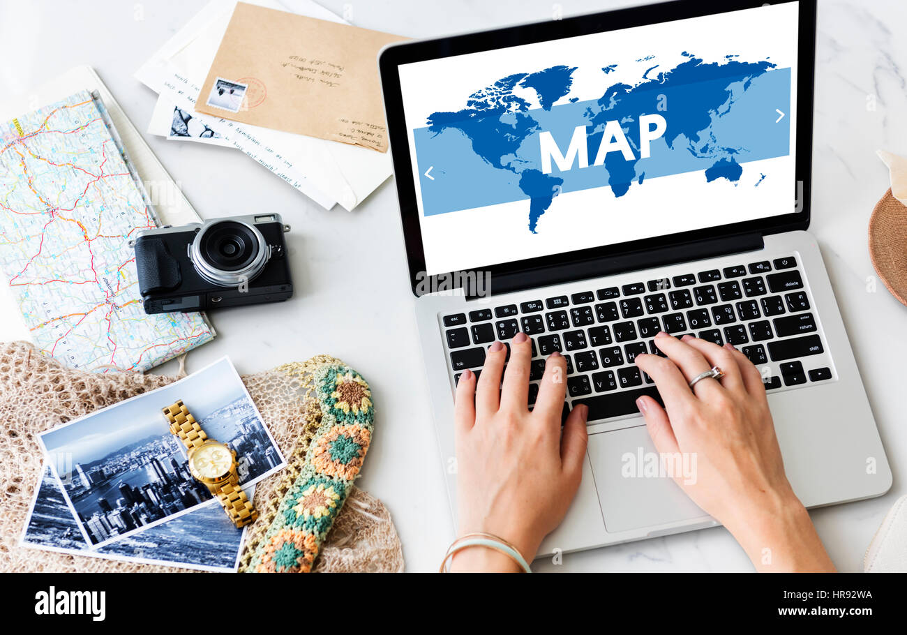 Location Destination Journey Map Route Travel Stock Photo - Alamy