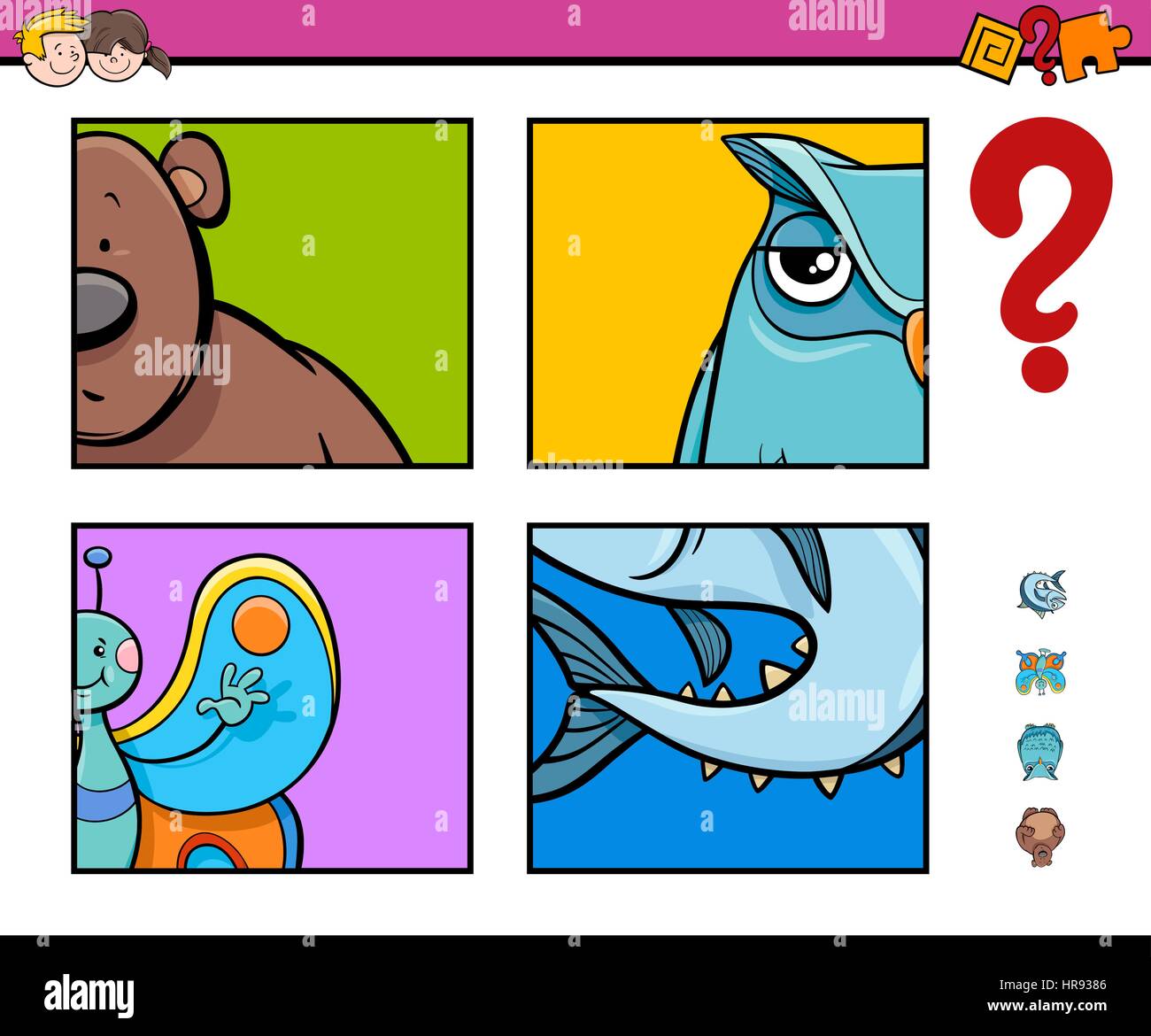 Cartoon Illustration of Educational Game of Guessing Animals for ...