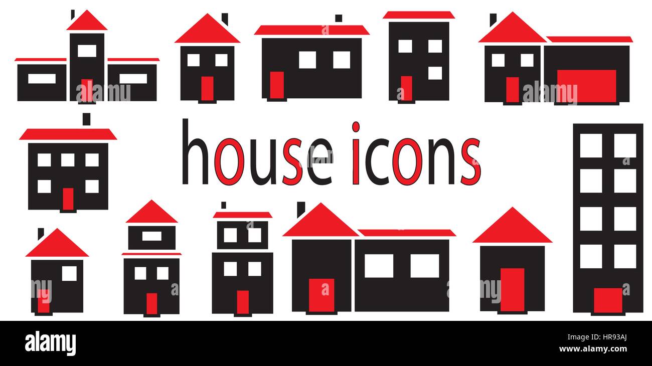 Set of houses icons vector isolated in white background Stock Vector ...