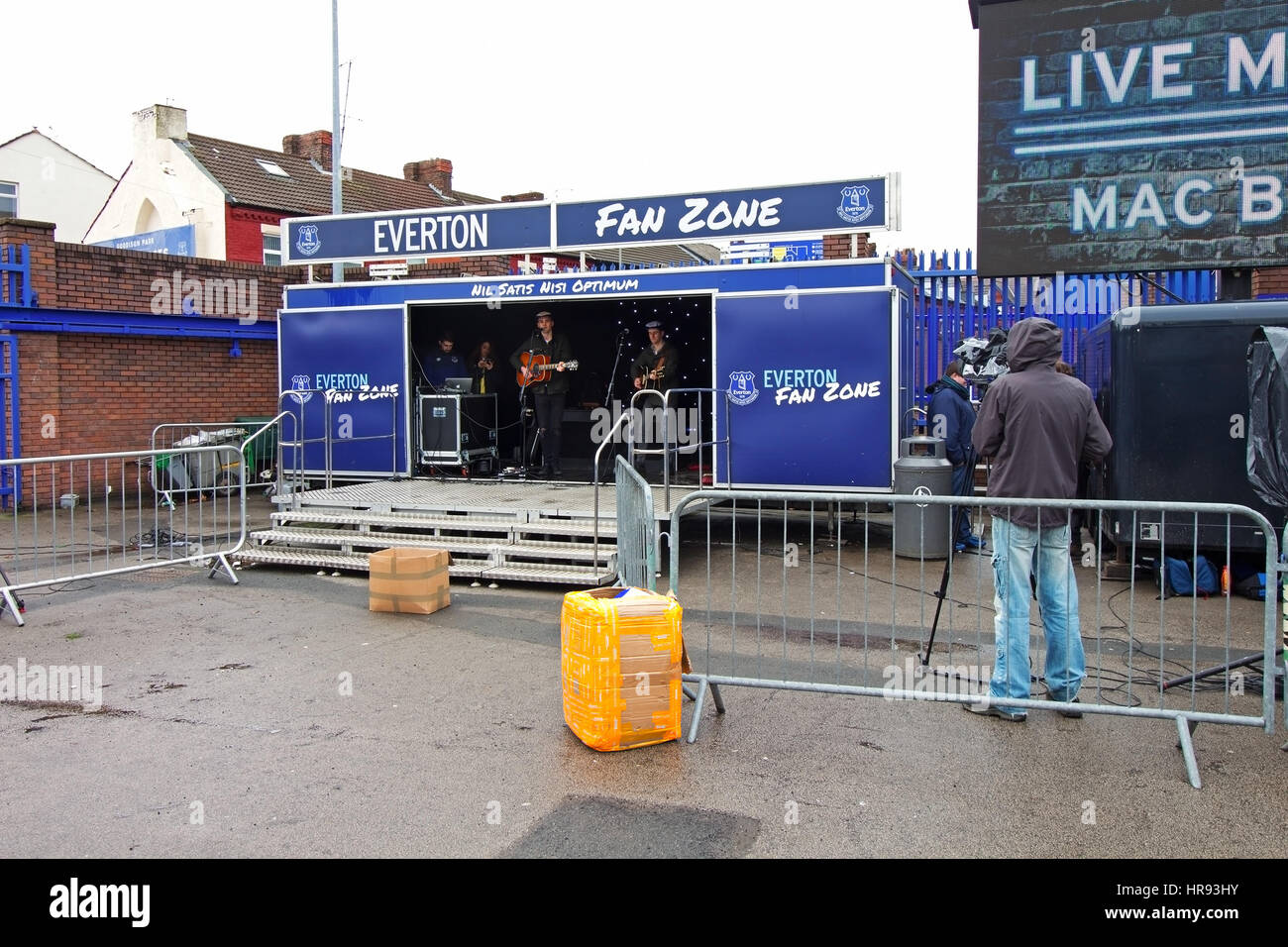 The fan zone before a match at Goodison Park, home of Everton Football ...