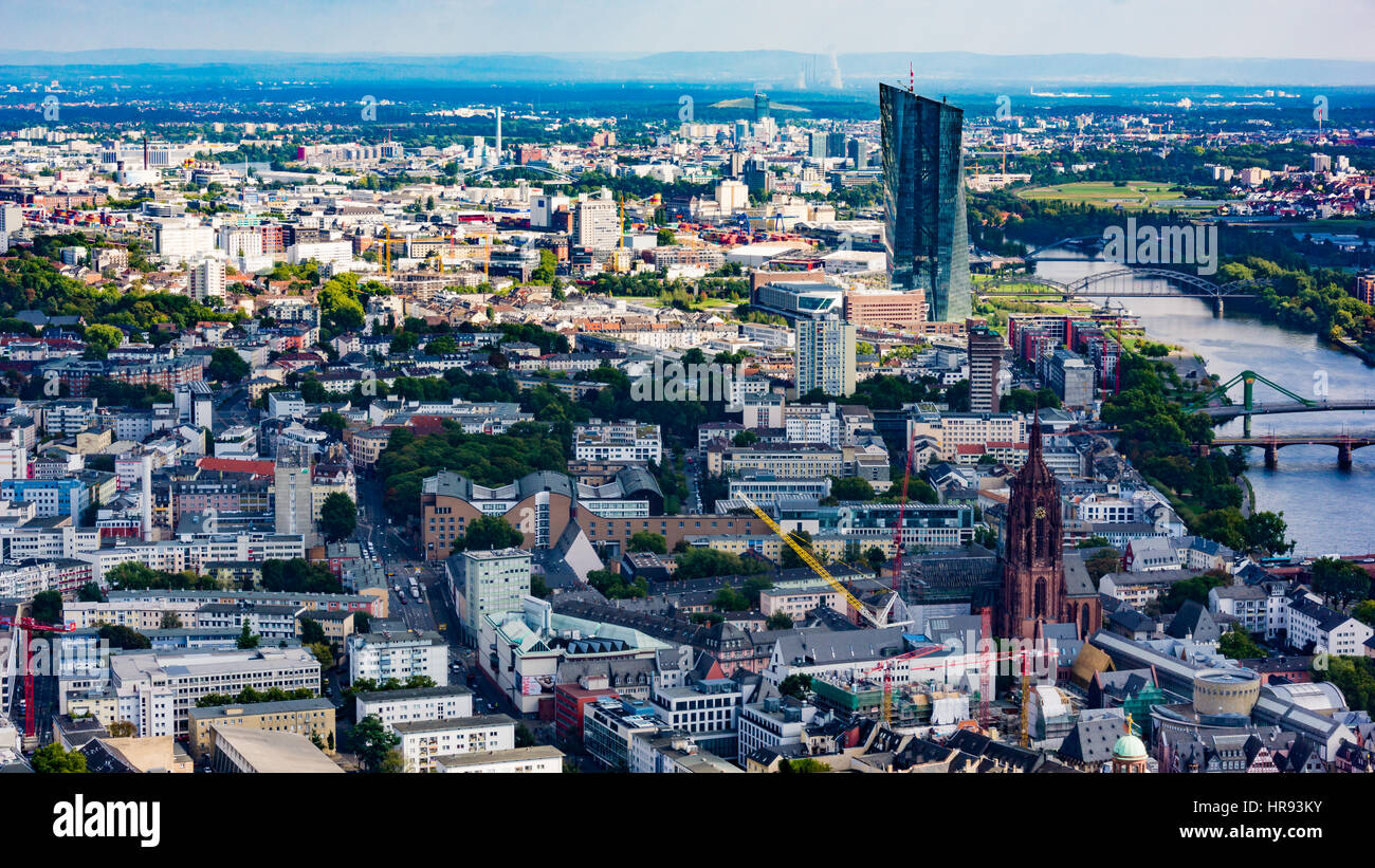 View to skyline of Frankfurt from Maintower in Frankfurt, Germany Stock ...