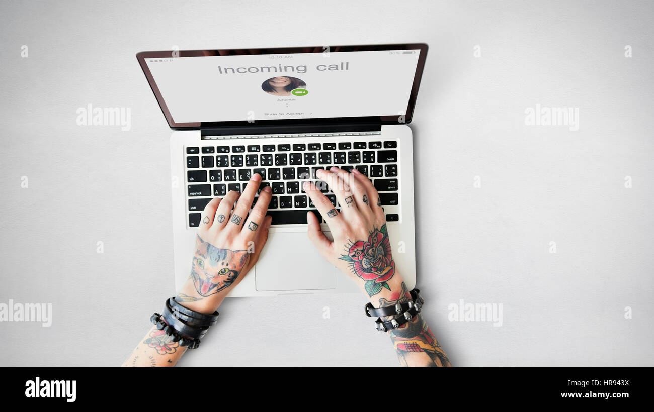 Incoming Call Video Communication Concept Stock Photo - Alamy