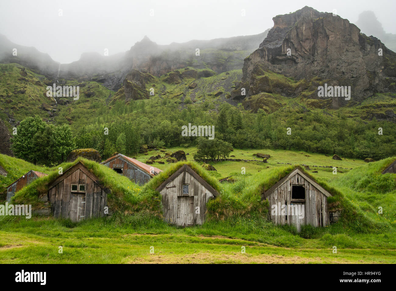 Traditional wooden icelandic house Stock Photo - Alamy