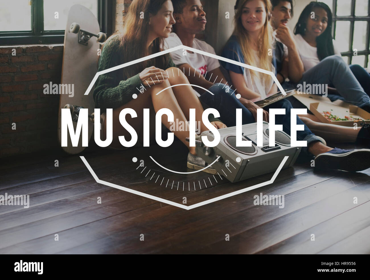 Music is Life Vintage Vector Graphic Concept Stock Photo - Alamy