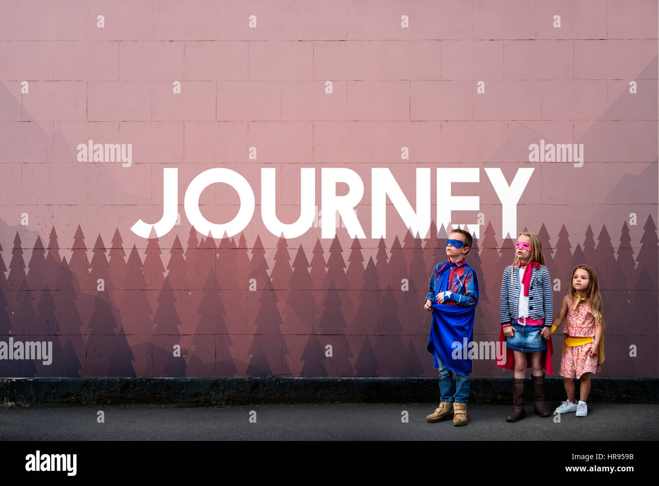 Journey word on nature background with trees Stock Photo - Alamy