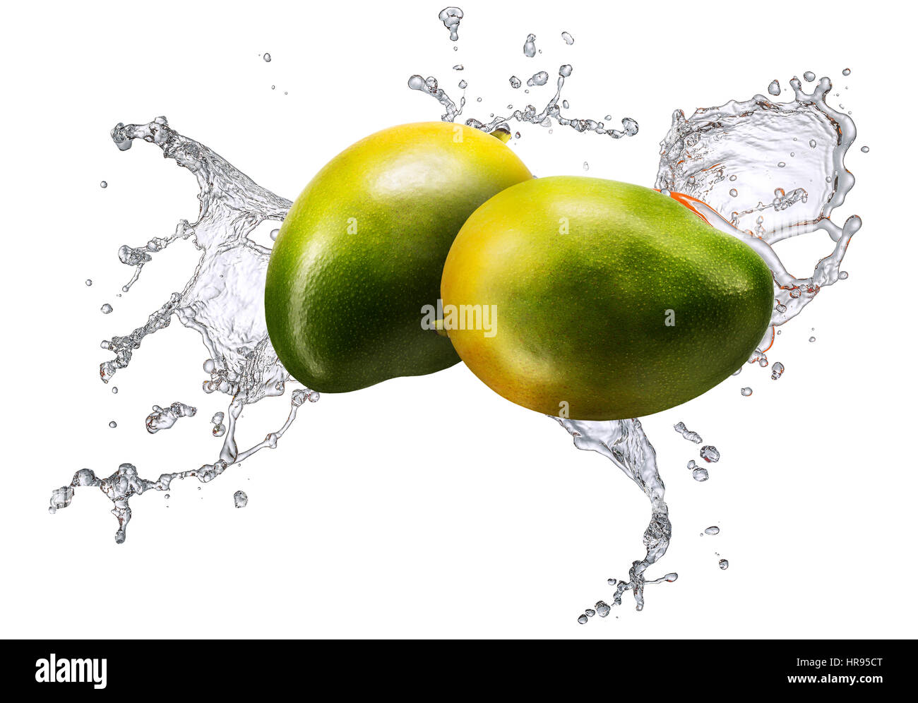 Water splash with mango isolated Stock Photo - Alamy