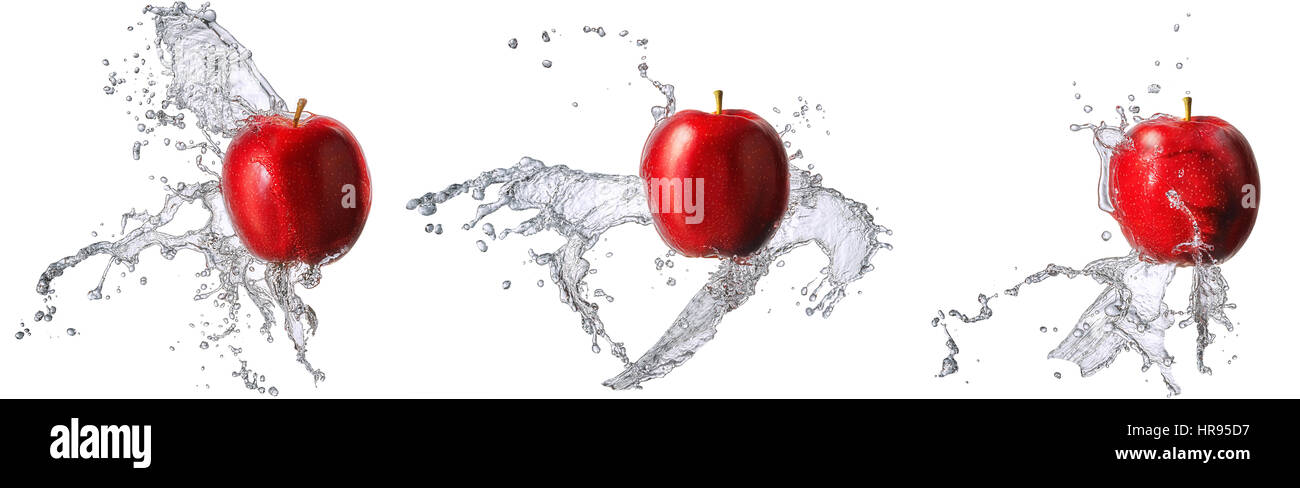 Water splash with apple isolated Stock Photo - Alamy