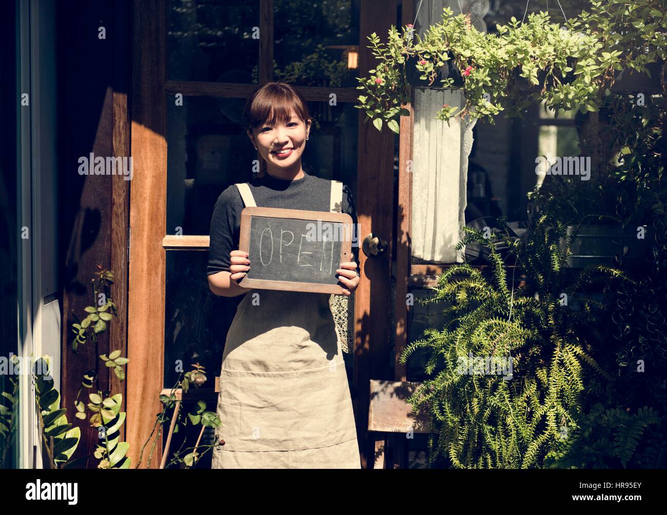 Cafe Open Shop Retail Welcome Notice Retail Front Stock Photo - Alamy