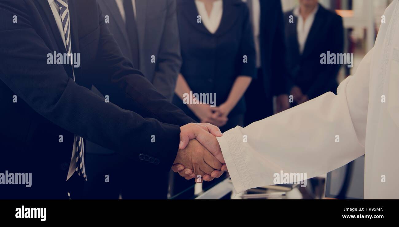 Business Partners Introductionary Handshake Bow Stock Photo - Alamy