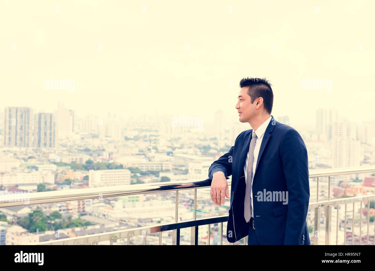 Business Man Glancing City View Stock Photo - Alamy