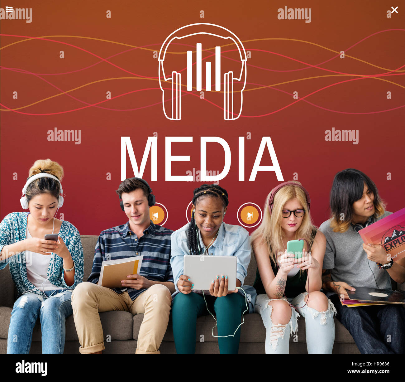 Headset Music Media Technology Icon Stock Photo - Alamy