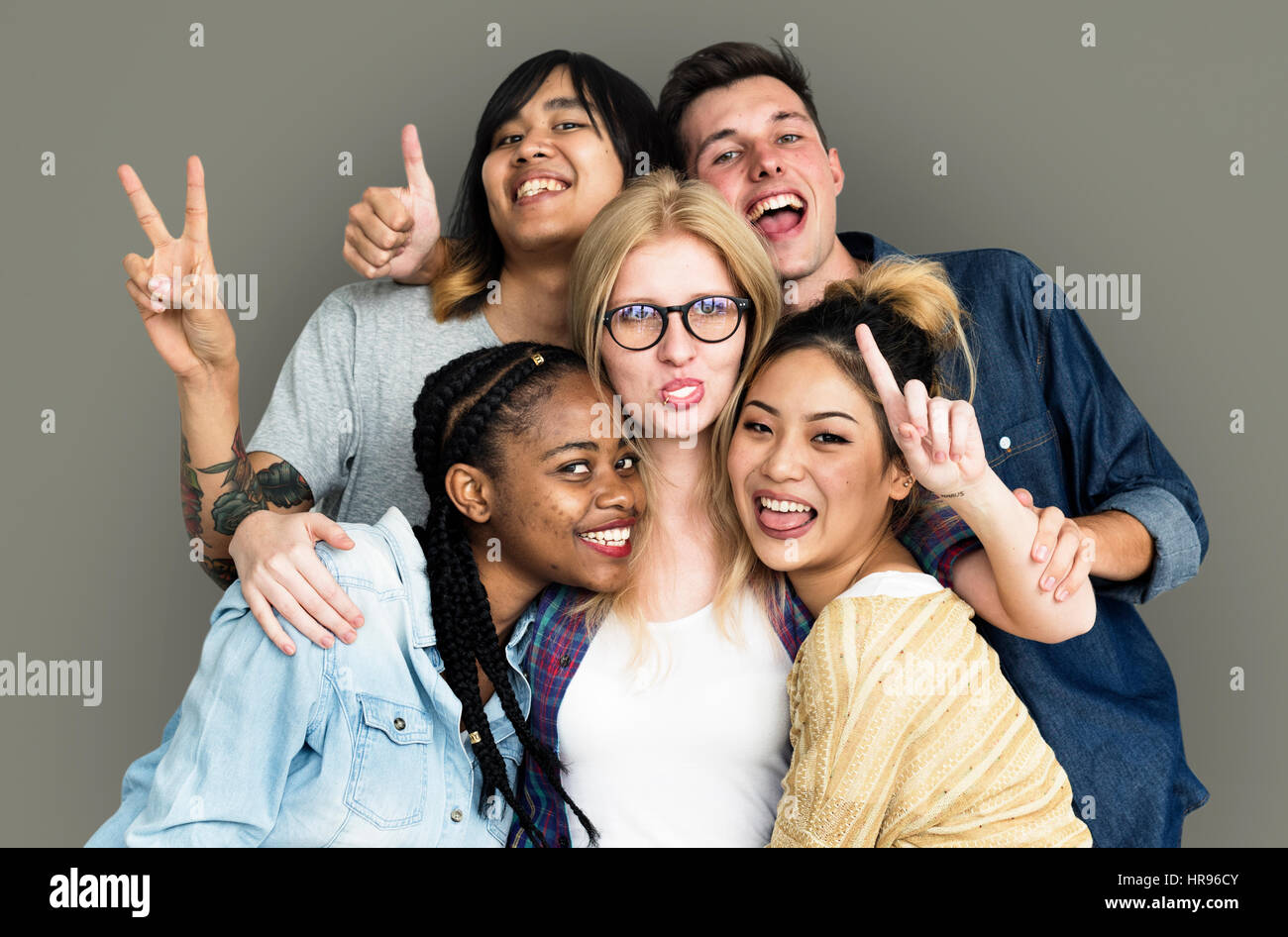 Group Friends Cheeky Happy Stock Photo - Alamy