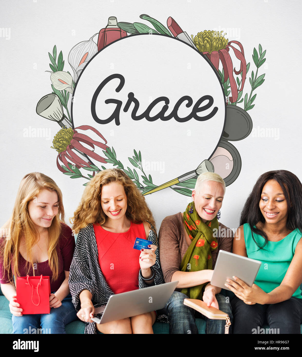 Feminine Female Grace Floral Frame Stock Photo - Alamy