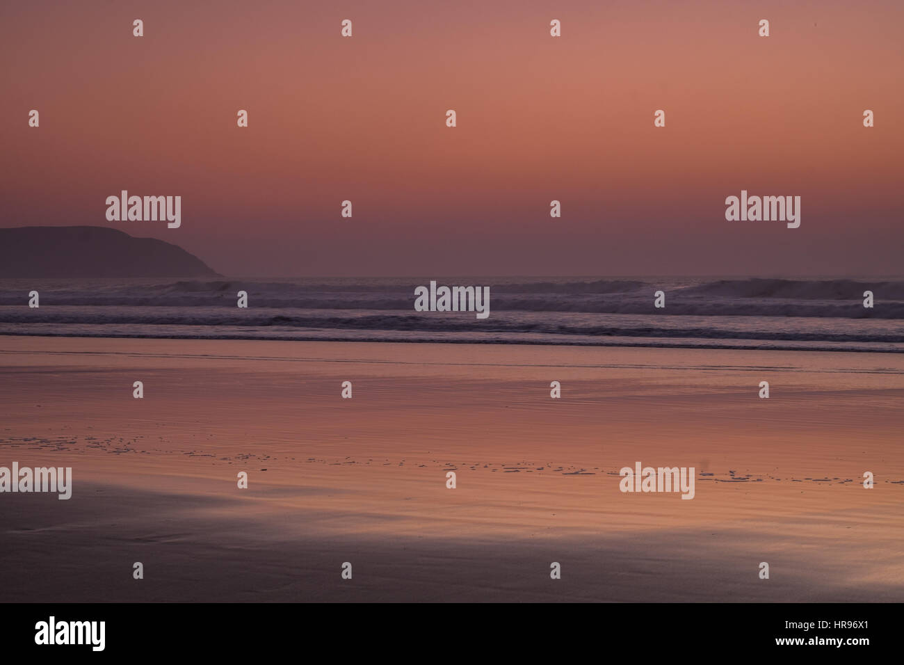 Woolacombe beach sunset Stock Photo - Alamy