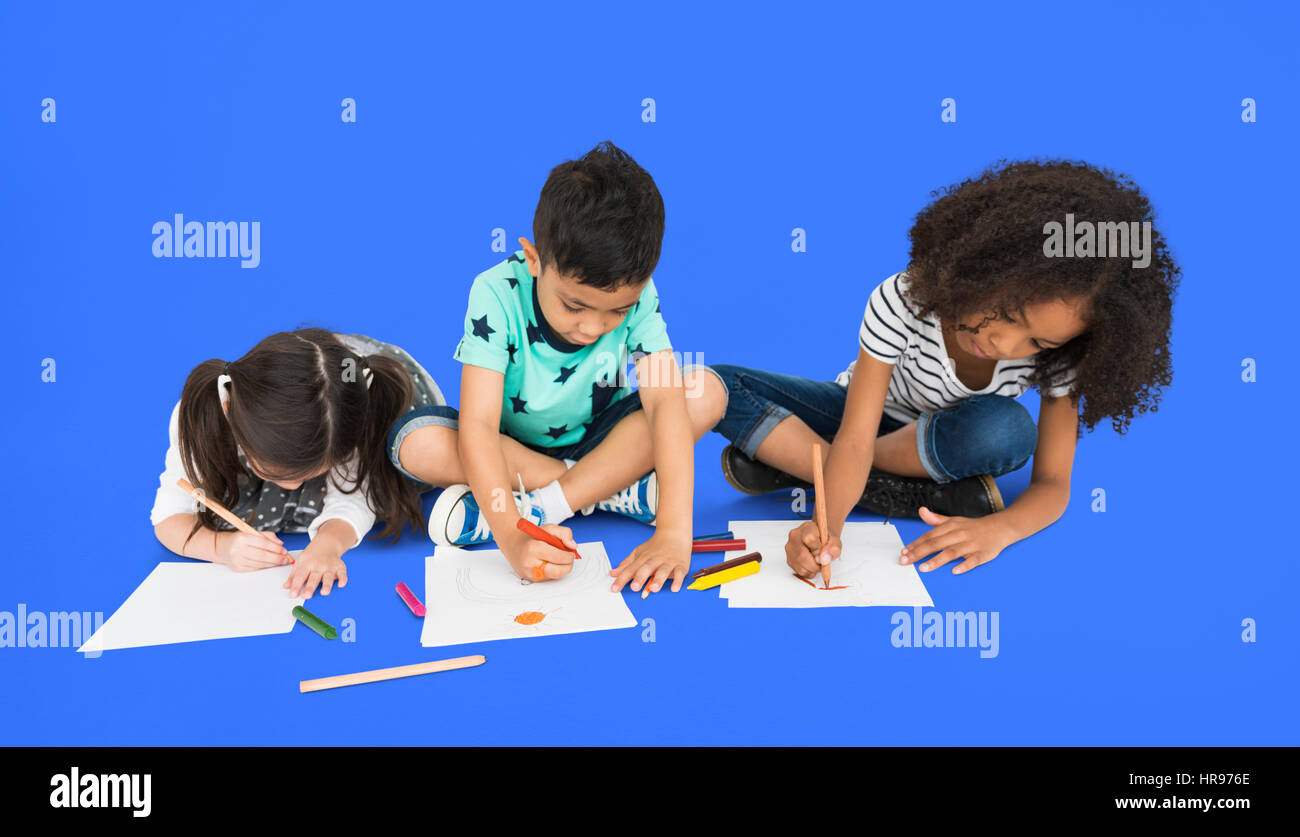 Little Children Drawing Sketching Concept Stock Photo - Alamy