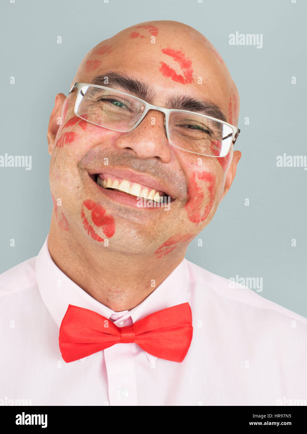 Man Smiling Happiness Lipstick Kiss Portrait Stock Photo - Alamy