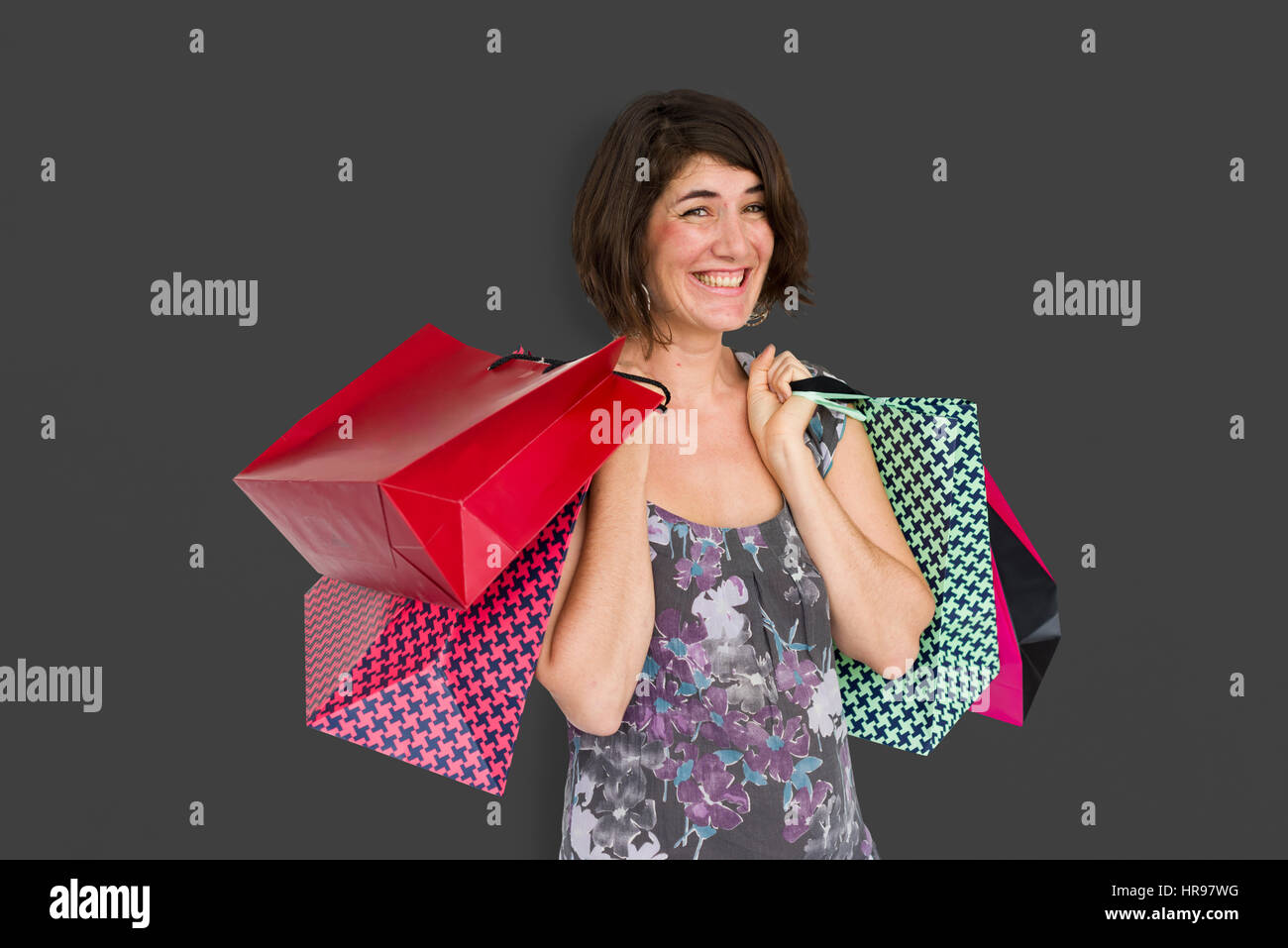 Cheerful shopping hi-res stock photography and images - Alamy