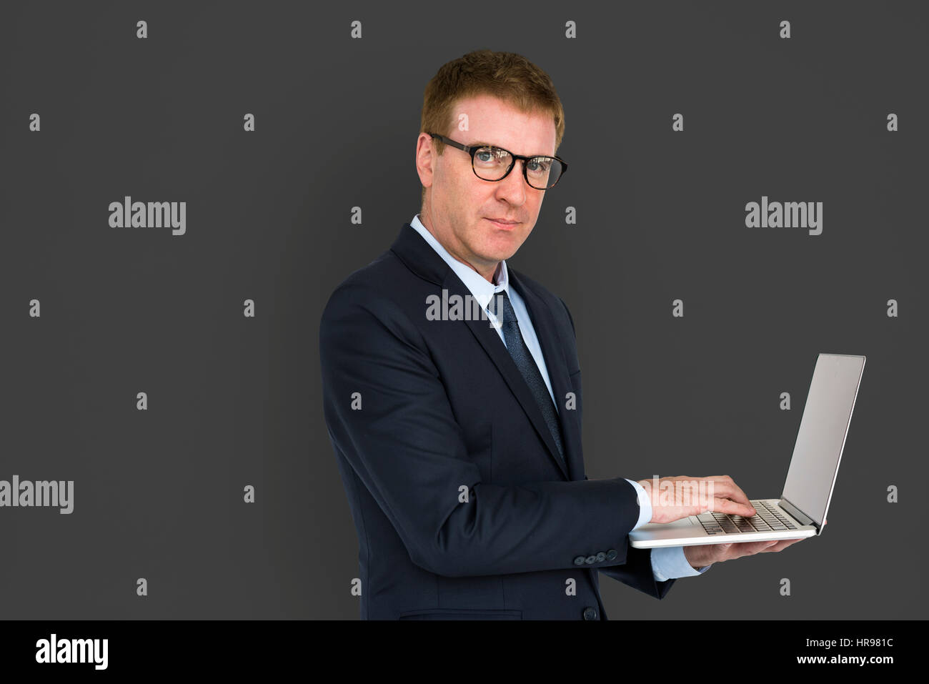 Business Man Concentrating Laptop Stock Photo - Alamy
