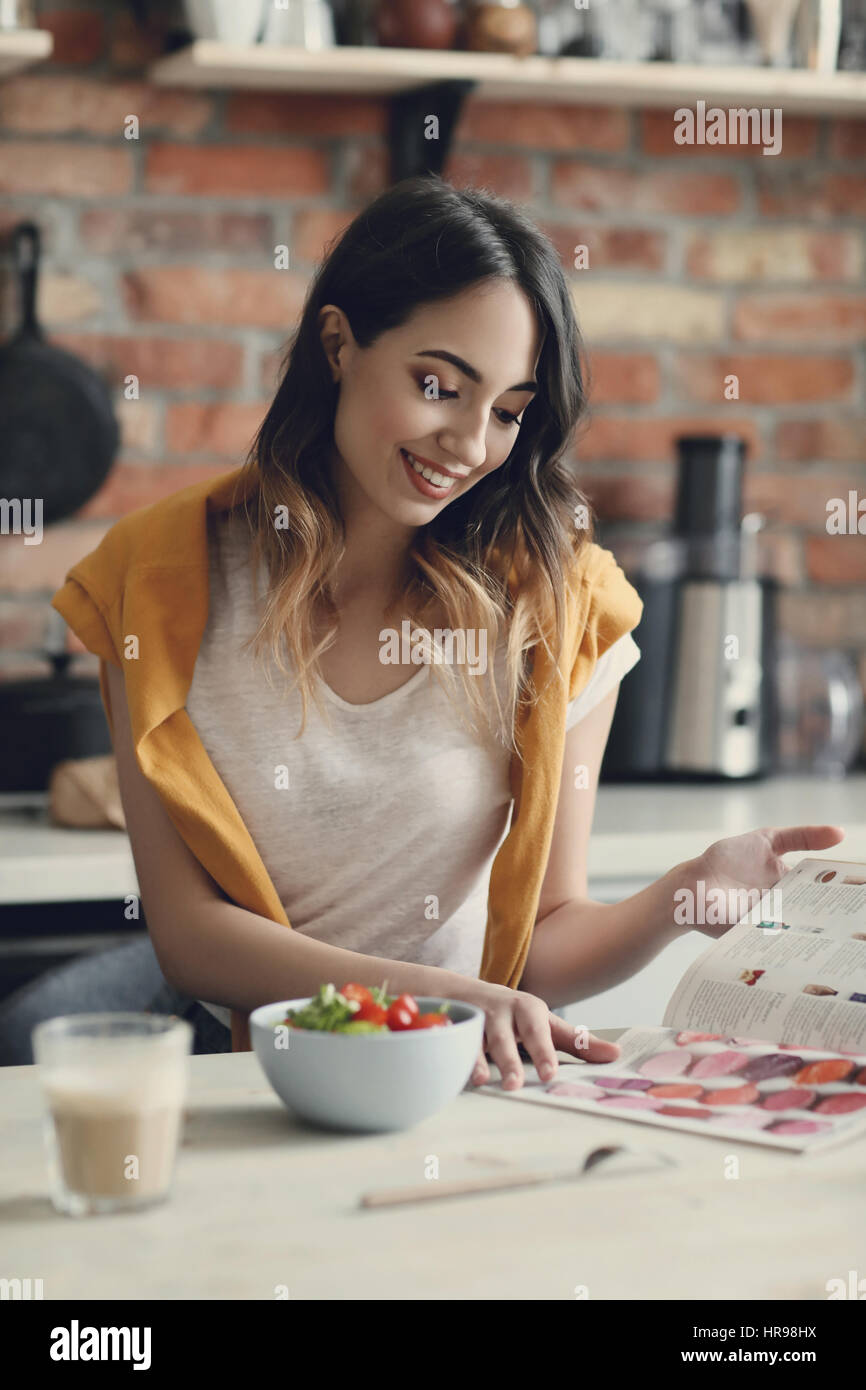 Woman at home Stock Photo - Alamy