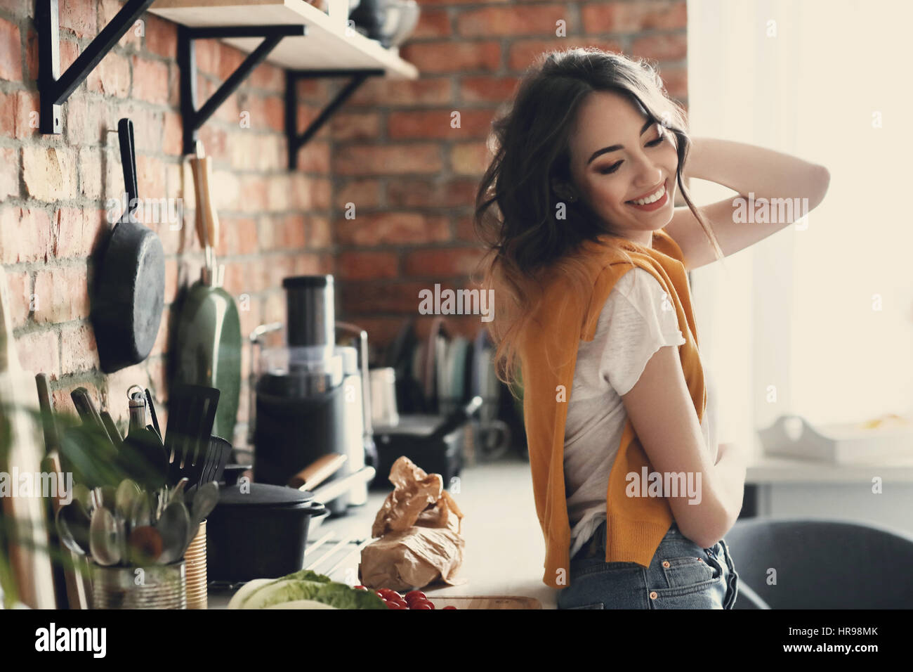 Woman at home Stock Photo - Alamy