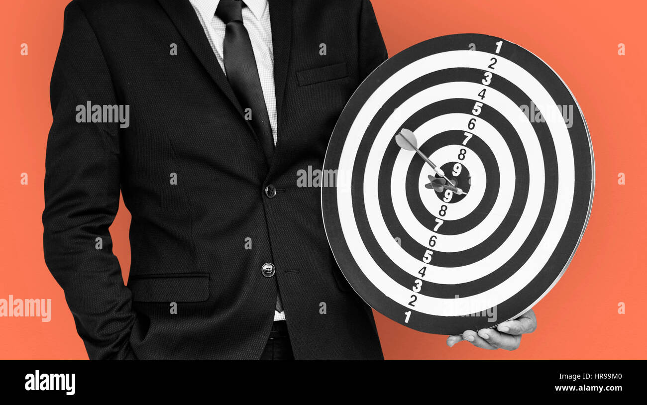 Man Suit Darts Bullseye Concept Stock Photo - Alamy