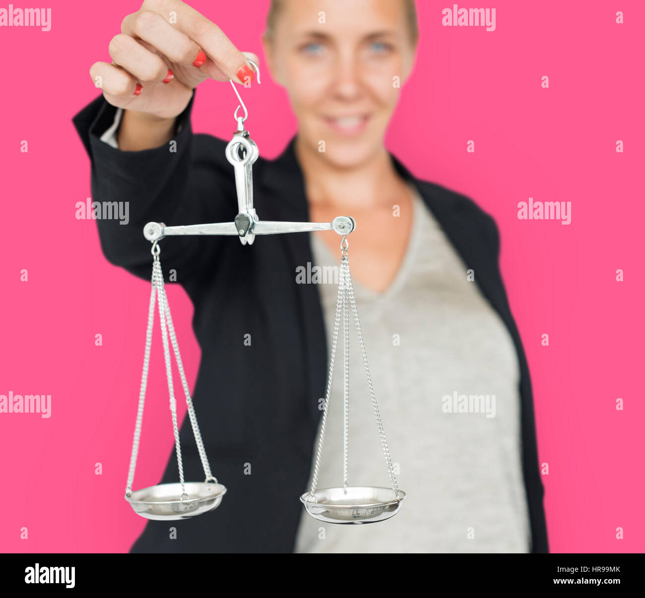 Business woman balance scale hi-res stock photography and images - Alamy