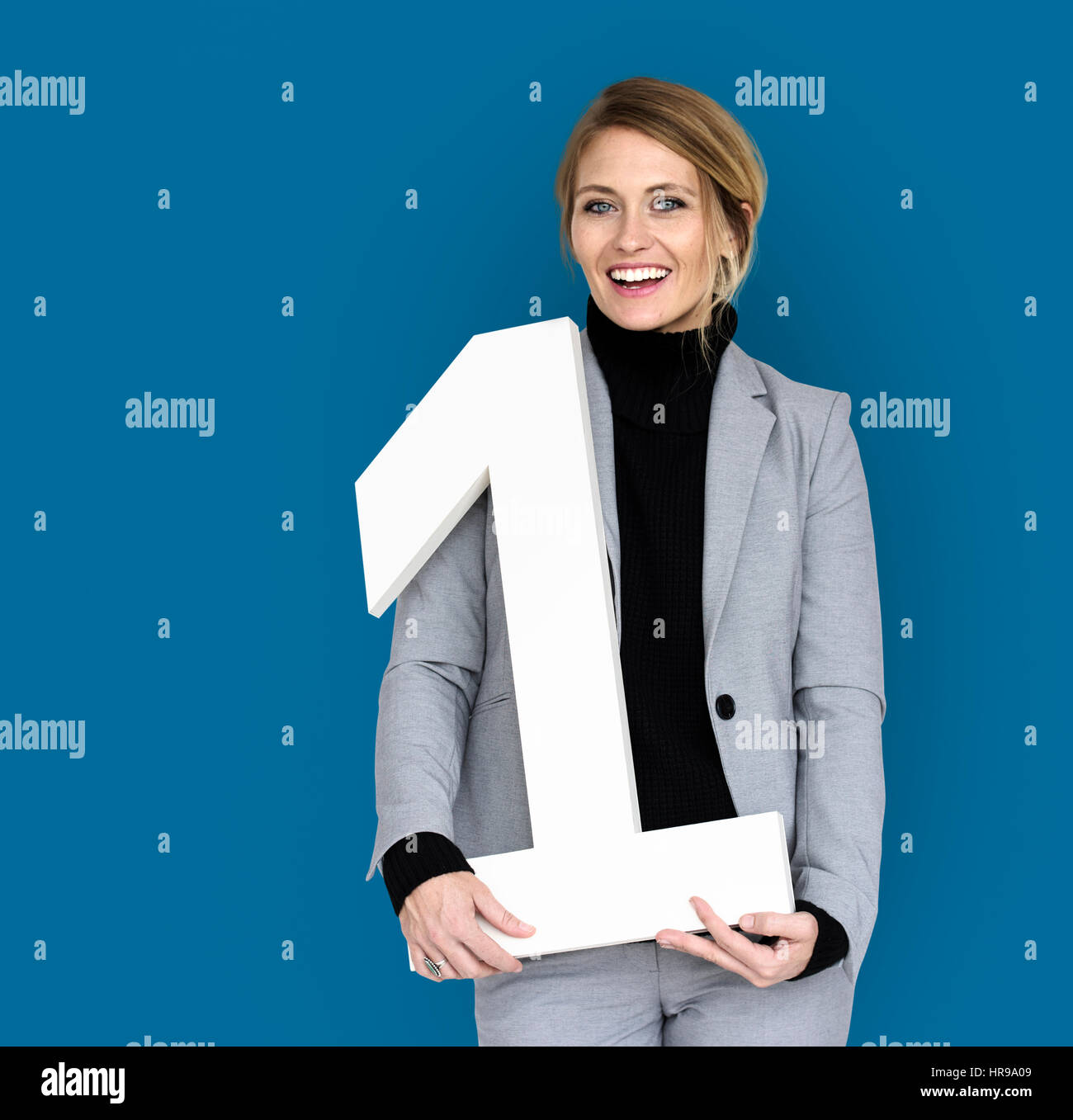 Caucasian Business Woman Rank Number One Stock Photo - Alamy