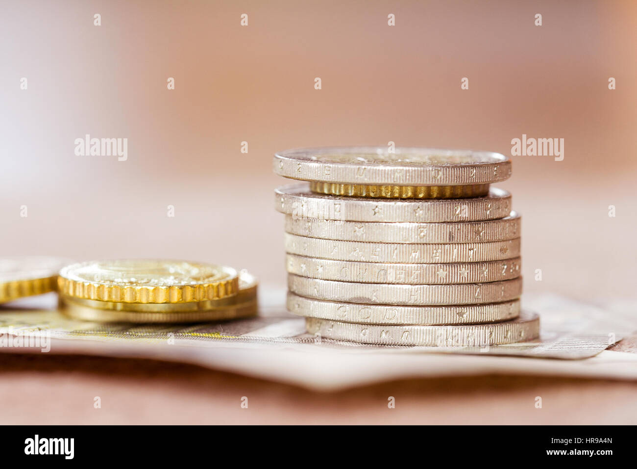 stack of coins closeup Stock Photo - Alamy