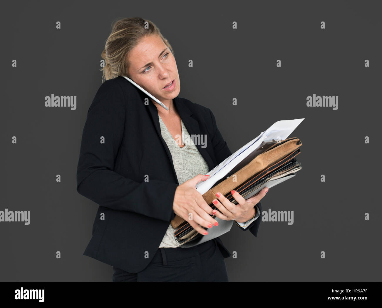 Caucasian Business Woman Busy Concept Stock Photo - Alamy