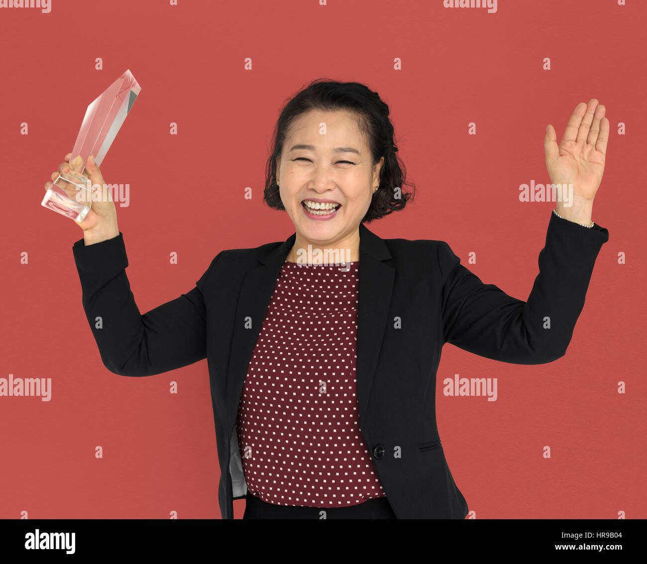 Asian Business Woman Award Smiling Stock Photo - Alamy