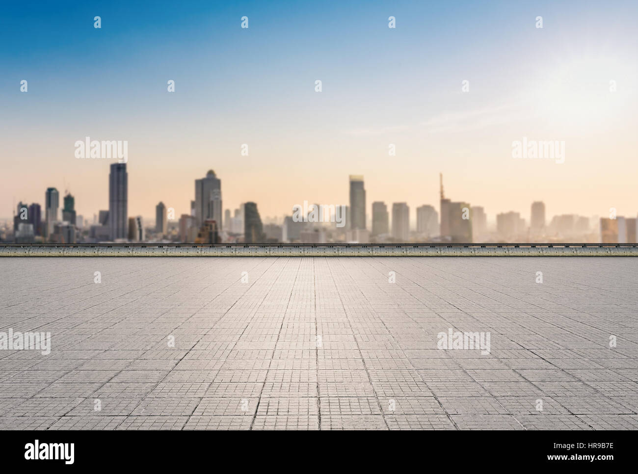 3d rendering empty terrace on cityscape background Stock Photo - Alamy