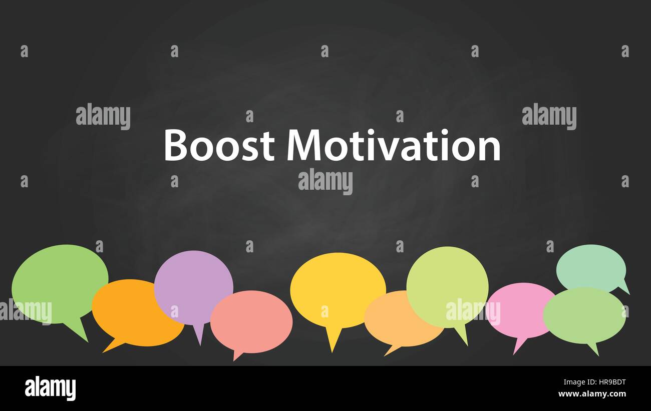 boost motivation white text illustration with black background and ...