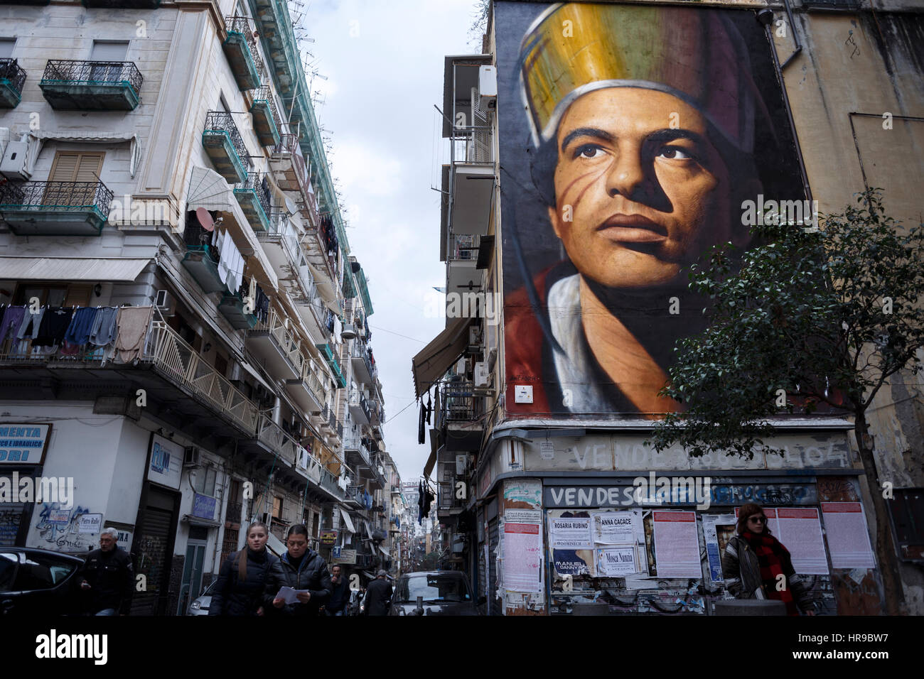 The mural "Gennaro" of the street artist Jorit Agoch in Forcella ...