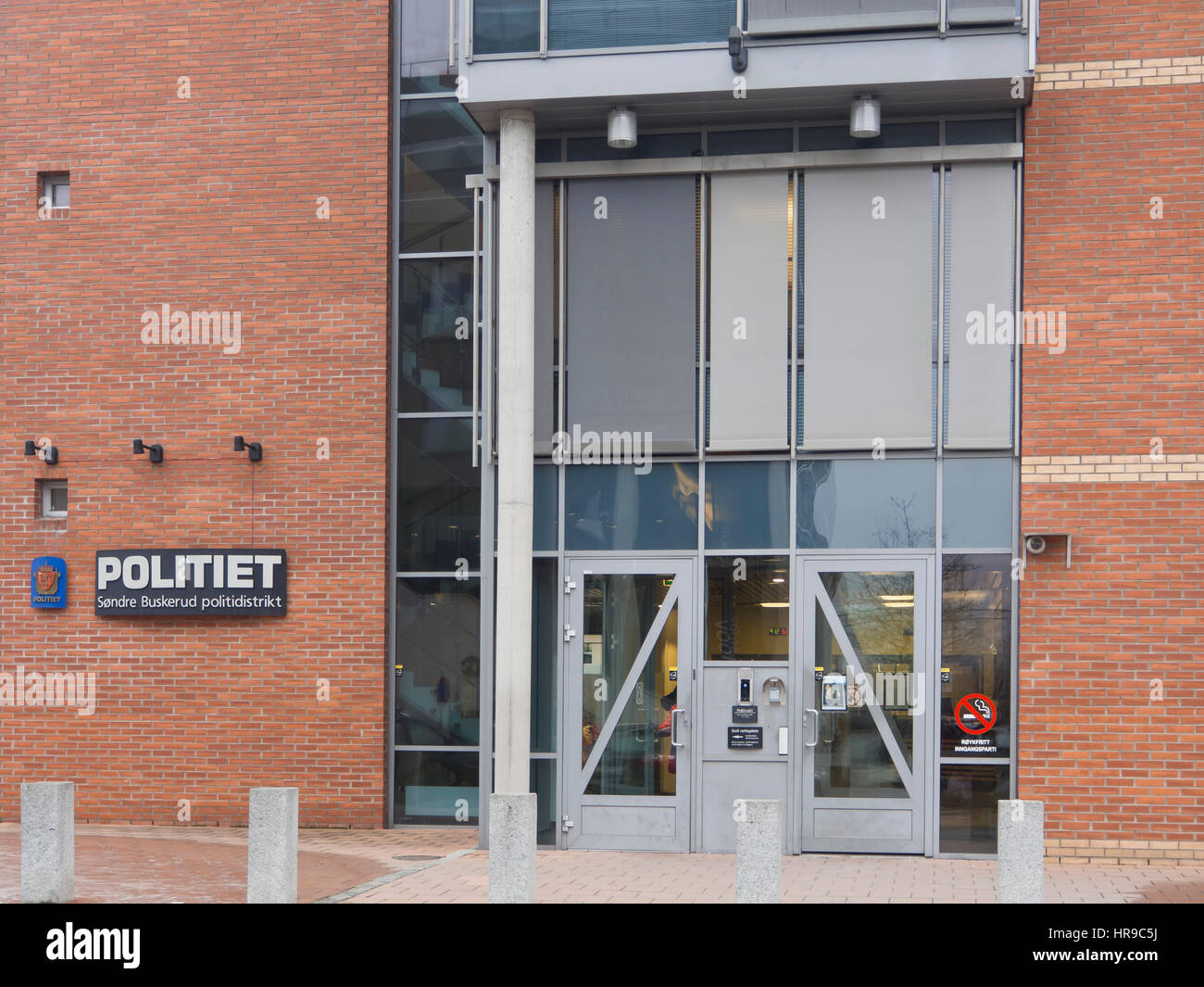Façade and entrance to the Police department in Drammen Norway, part of ...