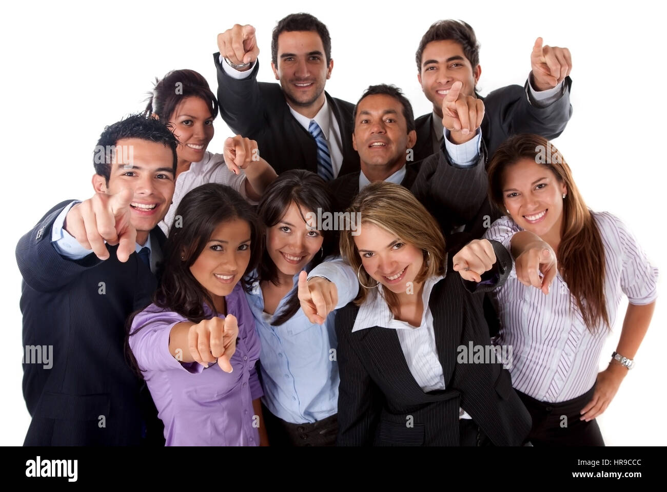Group people pointing camera isolated hi-res stock photography and ...