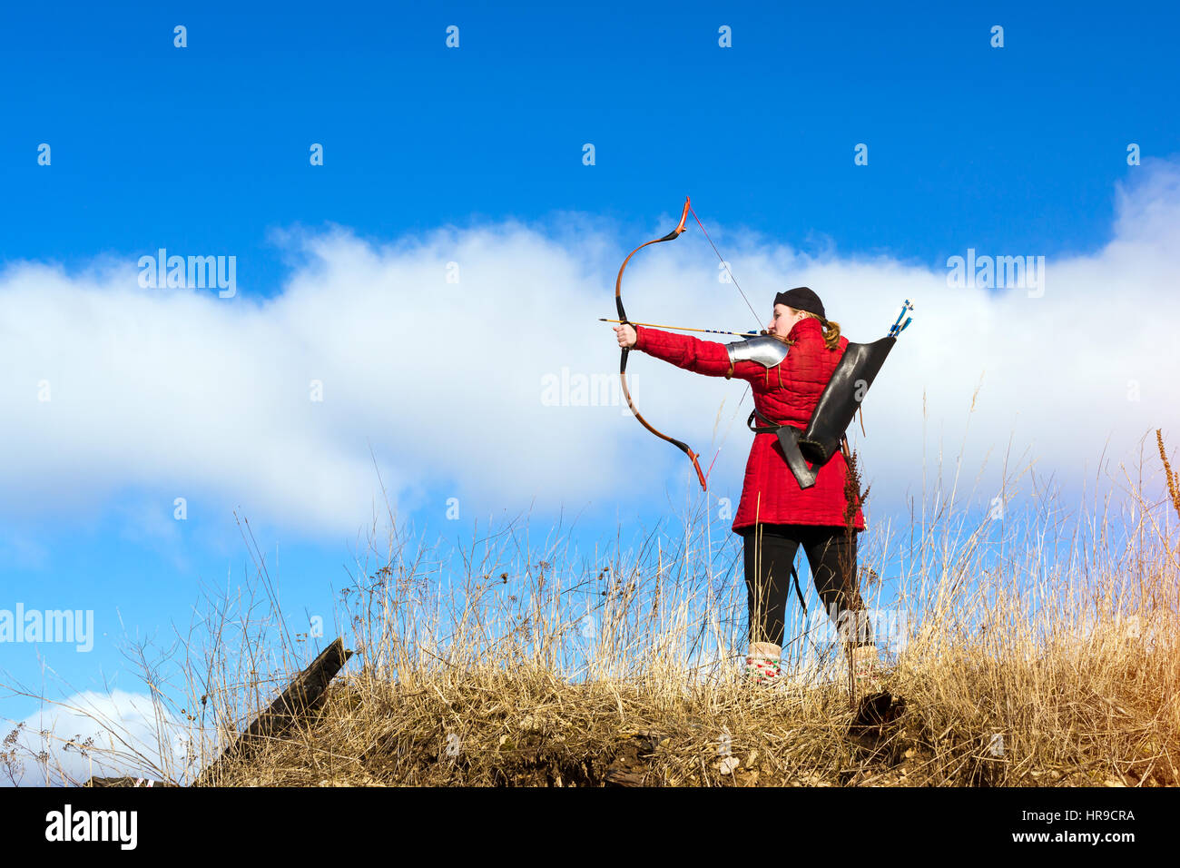 Saint-Petersburg, Russia - March 13, 2016: Archer in traditional ...