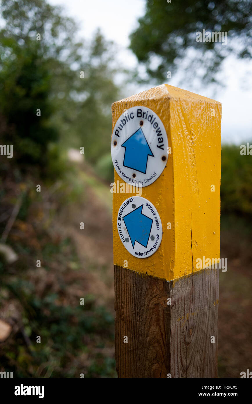 Public foot path and bridleway direction signs in the countryside ...