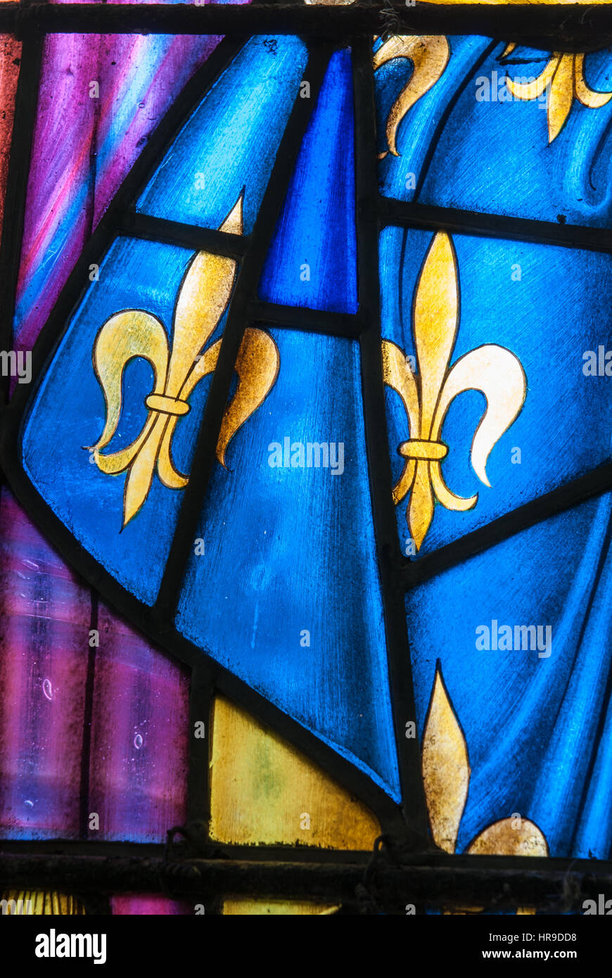 Detail of leaded light stained glass window Stock Photo - Alamy