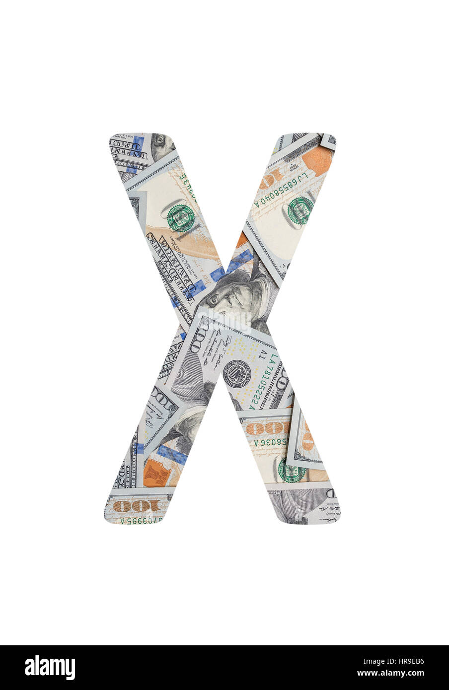 Alphabetic letter X. Dollars background over white Stock Photo - Alamy